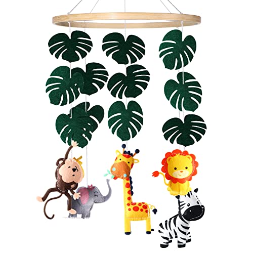 Baby Mobile for Crib Woodland Nursery Room Decor Baby Nursery Decor Jungle Animals Crib Mobile Farm Animals Crib Decorations for Baby Woodland Animals Baby Gifts Felt Nursery Mobiles (Vivid Style)
