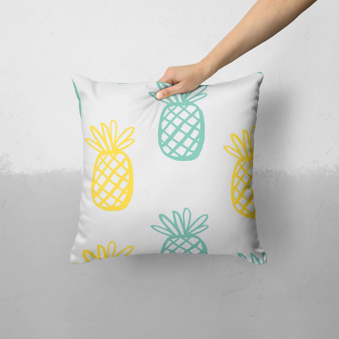 iiRov Gold and Mint Pineapple - Custom Decorative Home Decor Indoor or Outdoor Throw Pillow Cover Plus Cushion Set for Sofa, Bed or Couch (Pillow CASE Cover Plus Cushion)