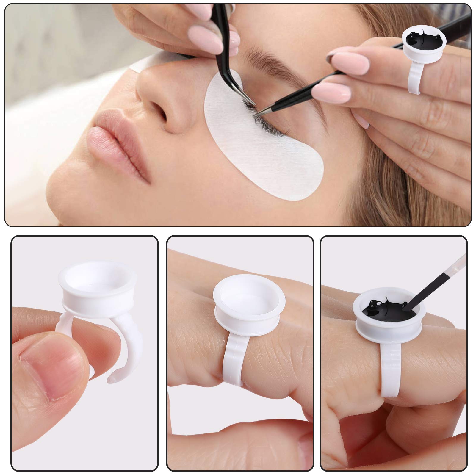 VEIDIA Eyelash Extension Supplies, including Lash Extension Tweezers, Disposable Mascara Brush Wand, Cotton Swabs, Glue Ring Holder, Eyelash Tape, Silicone Eyelash Pad - 458Pcs Eyelash Extension Kit