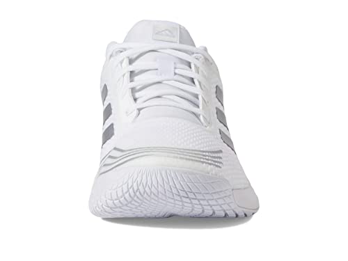 adidas Women's Novaflight Volleyball Sneaker, White/Silver Metallic/White, 9