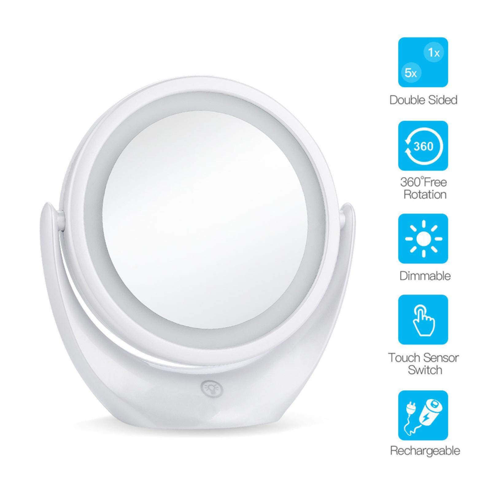 FQYYDD Illuminated Makeup Mirror Usb Rechargeable Makeup Lamp Mirror Double-Sided Mirror
