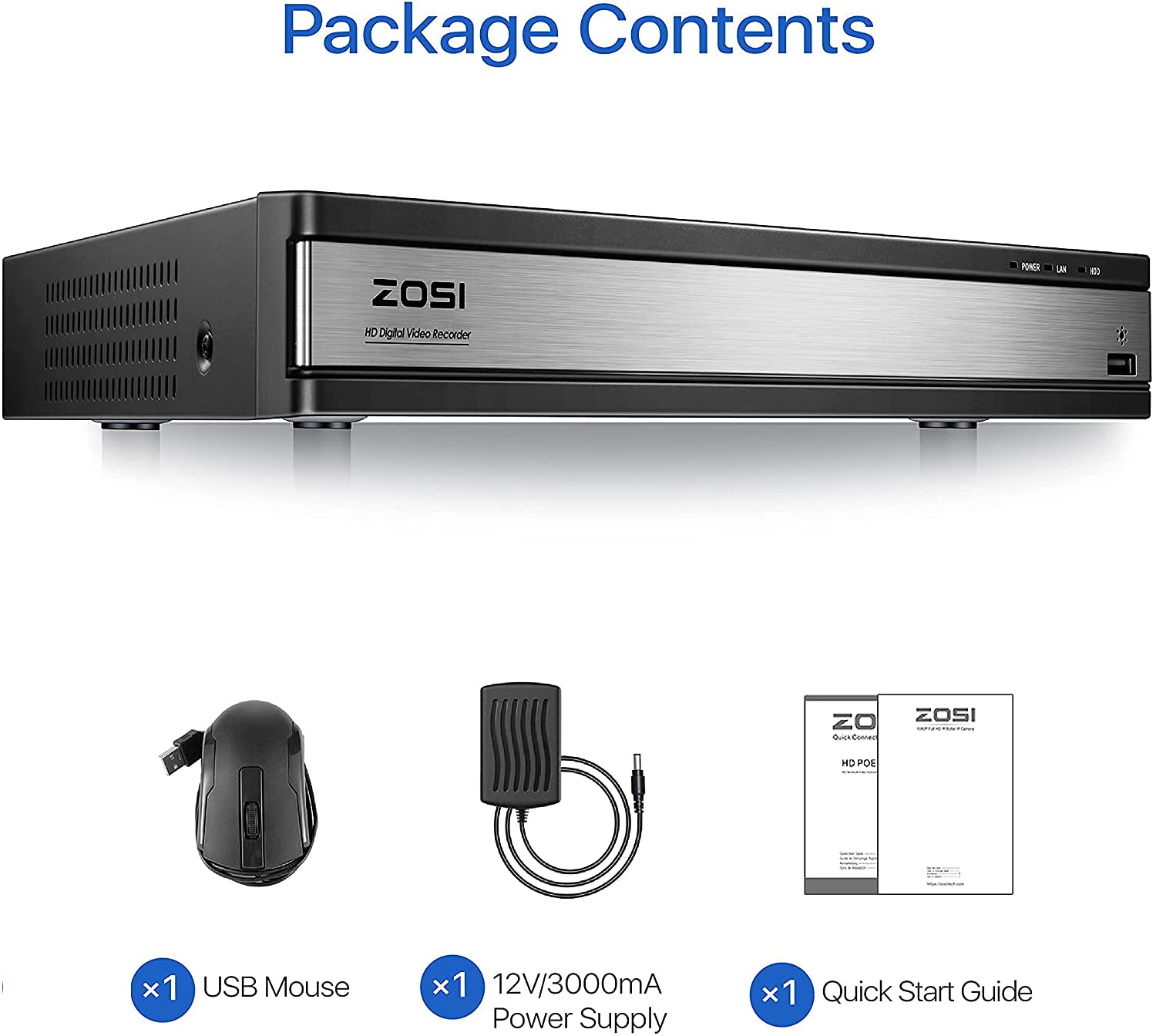 ZOSI H.265+ 16CH Full 1080P Video Security DVR Recorder with 2TB Hard Drive, Hybrid 4-in-1 Surveillance CCTV DVR for 960H/CVI/TVI/AHD Home Security Cameras system (Renewed)