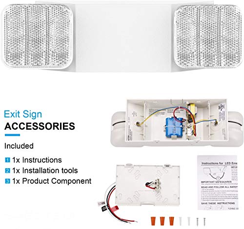 Litufine LED Emergency Lighting Fixtures with 2 Heads, Commercial Emergency Light with Battery Backup, UL 924 and CEC Qualified, 120-277 Voltage (2-Pack)