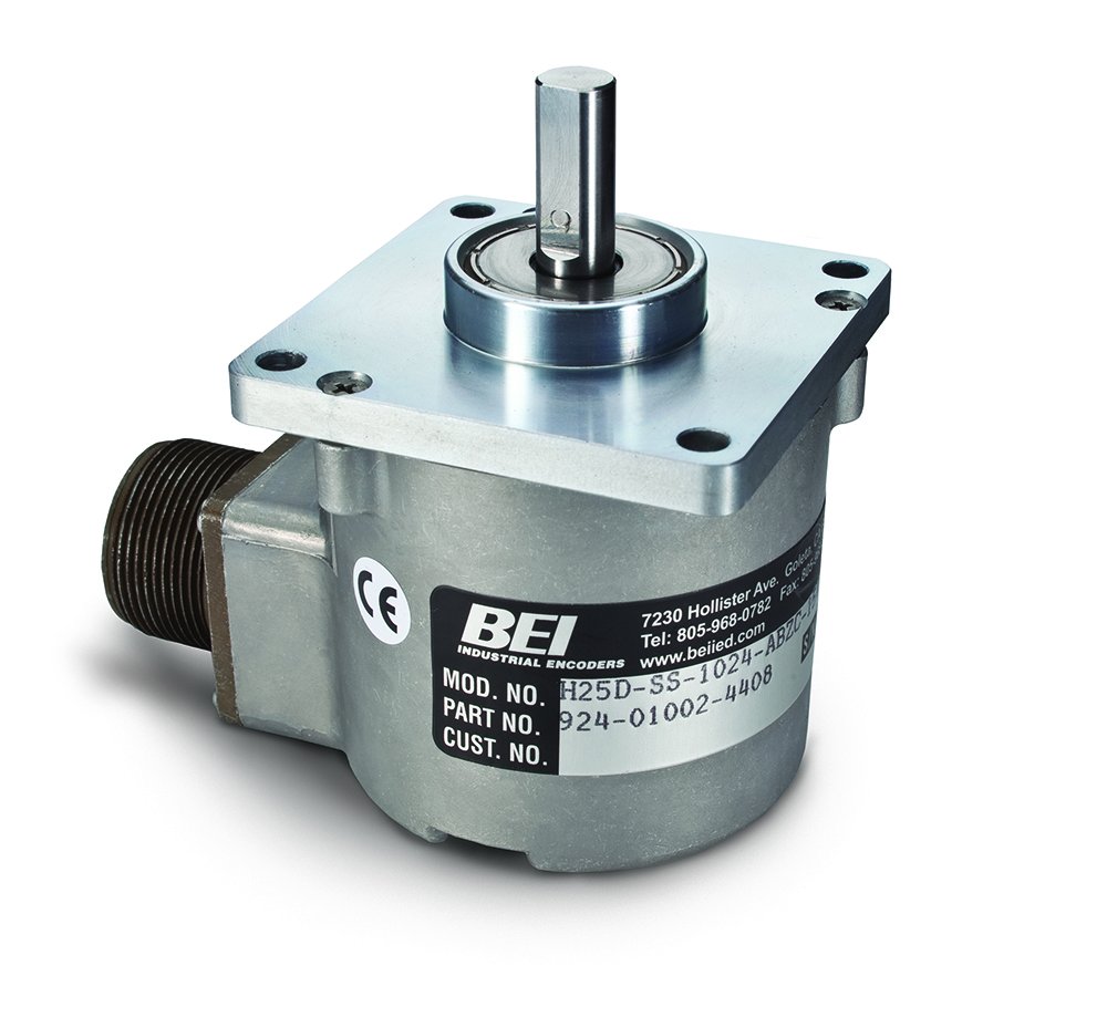 BEI Sensors 01002-8500 H25 Rotary Incremental Encoder, XH25D-SS-1024-ABZC-28V/V-SM18, Heavy Duty 2.5" Diameter Square Flange Mount, 1.25" Diameter Pilot and 3/8" Diameter Shaft,2000 ppr, 2.5"