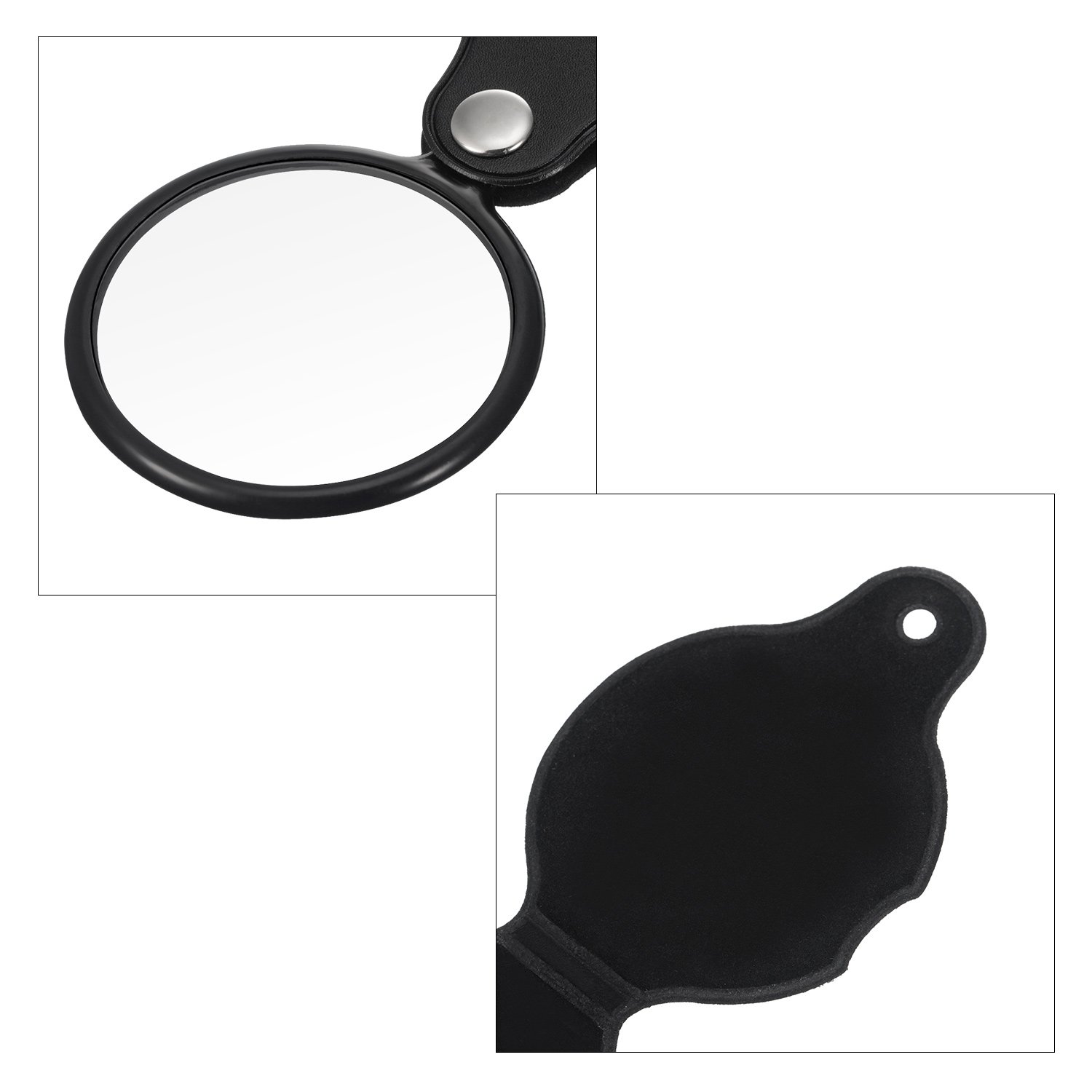HESTYA 8 Pack 10X Mini Magnifying Glass Folding Pocket Magnifier Glass Loupe with Black Rotating Protective Holster for Reading Newspaper, Book, Magazine, Science, Hobby, Jewelry