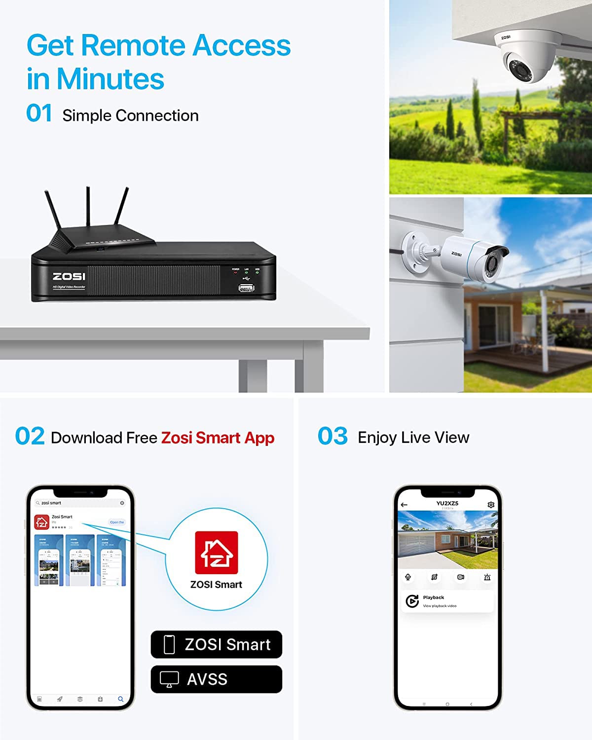 ZOSI 1080p 16 Channel Security Camera System, H.265+ 16 Channel DVR with Hard Drive 2TB and 12 x 2MP Weatherproof Surveillance CCTV Bullet Dome Camera Outdoor Indoor, 80ft Night Vision, 90° View Angle