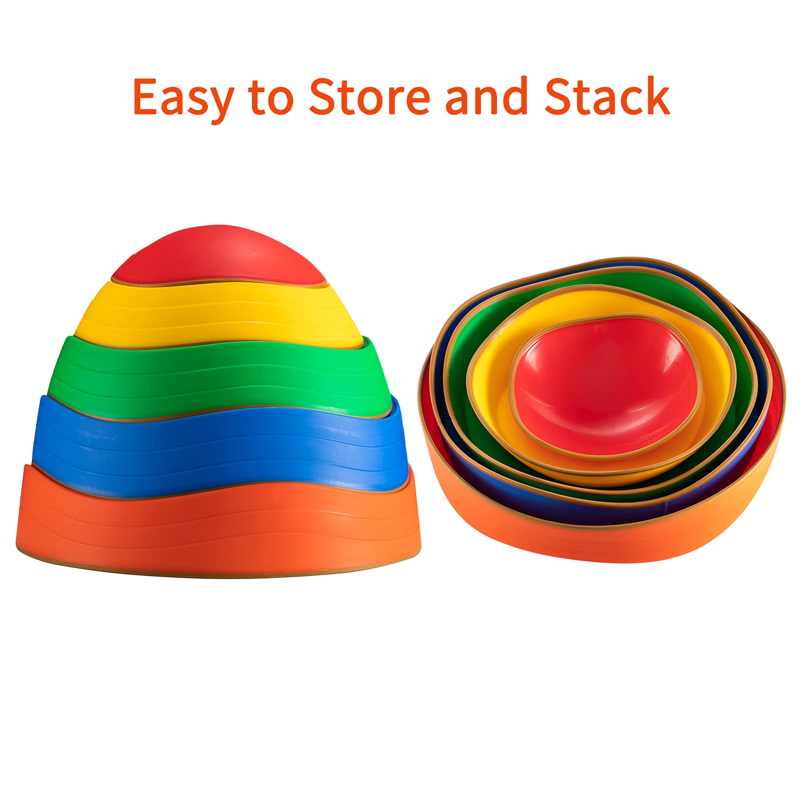 BEJOY Balance Stepping Stones for Kids Portable Stepping Blocks with Non-Slip Rubber Grips River Stones Indoor & Outdoor Toy for Kids 5 pcs