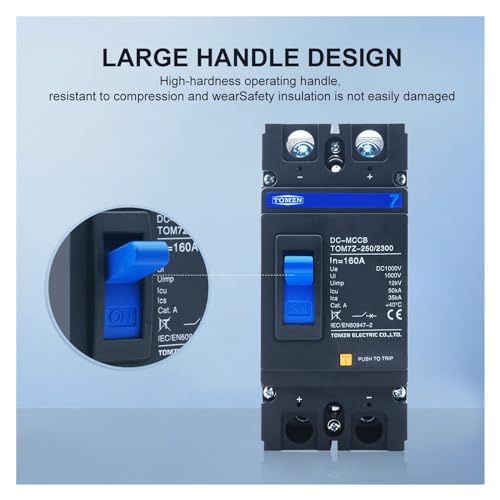 2P DC 1000V DC Solar Plastic case Circuit Breaker MCCB Overload Protection Switch Solar photovoltaic Protector (Size : 150A)