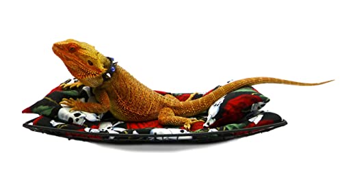 Chaise Lounge for Bearded Dragons, Skulls and Roses Fabric