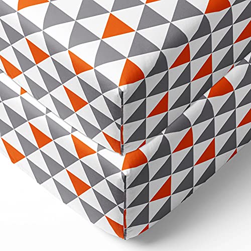 Bacati Triangles 2 Piece Crib Fitted Sheet, Orange/Grey (PFOG2CFS1)
