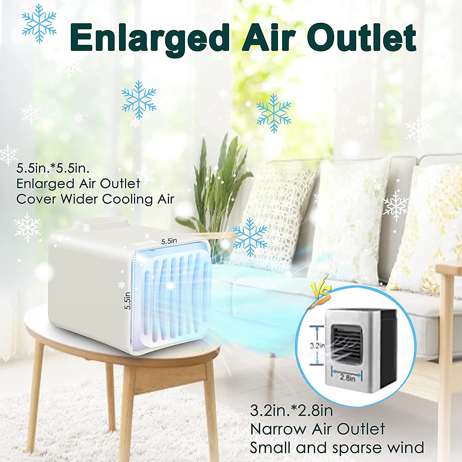 BEKTUTO Portable AC Air Conditioner, Mini Cooling Fan with 2 Ice Packs USB & LED, Adjustable Speeds LED Night Light Personal Air Cooler for Room Office Bedroom Outdoor