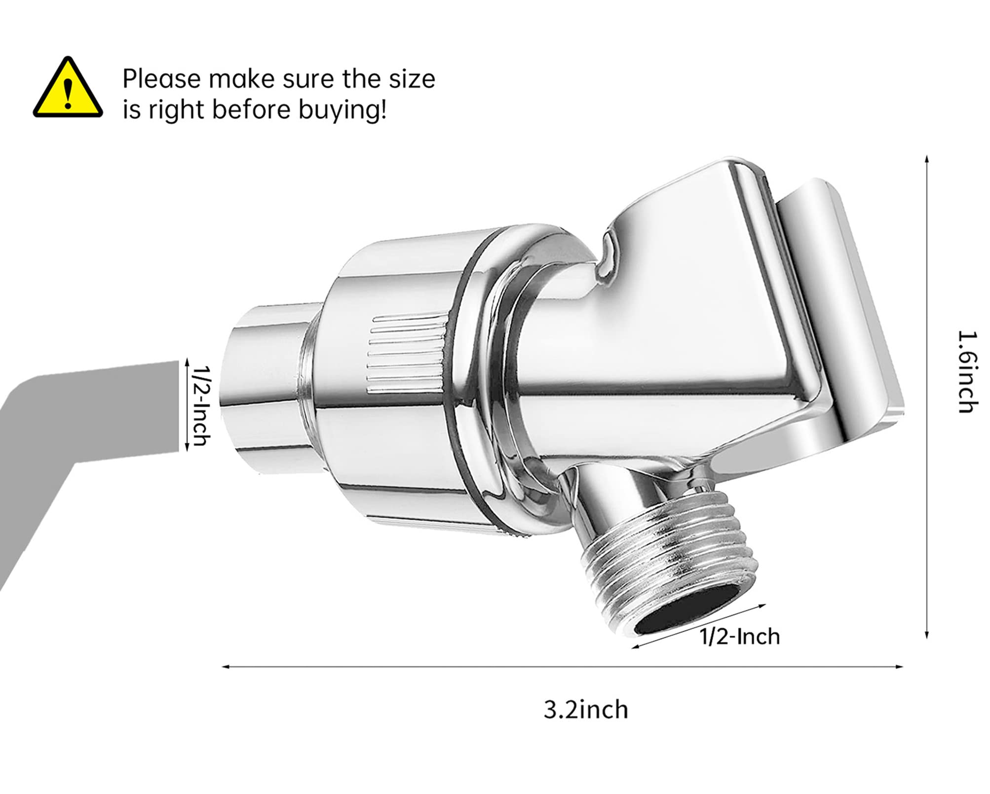 Adjustable Shower Arm Mount & Stainless Steel Shower Hose,Handheld Shower Arm Holder,Flexible Showerhead Hose Replacement,Shower Arm Bracket,Chrome Shower Head Holder with Swivel Brass Ball,Chrome