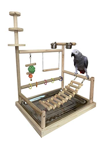 WYunpets Bird Perch Platform Stand Wood Bird Playground for Small Animals Parrot Parakeet Conure Cockatiel Budgie Gerbil Rat Mouse Chinchilla Hamster Cage Accessories Exercise Toys Sector