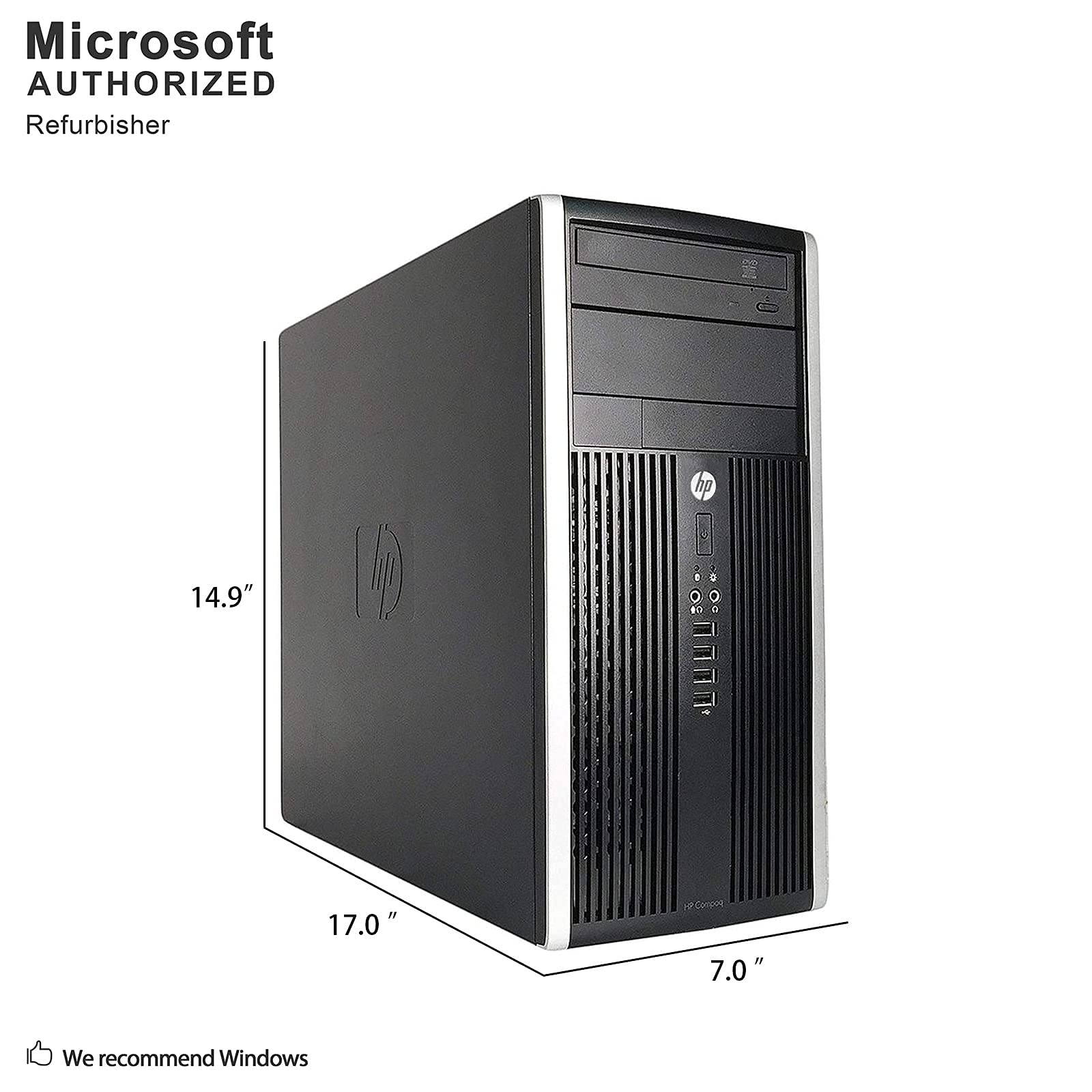HP Compaq Pro 6300 Tower Desktop PC, Intel Quad Core i7-3770 up to 3.9GHz, 8G DDR3, 500G, WiFi, Bluetooth 4.0, DVD, Windows 10 64-Multi-Language Support English/Spanish/French (Renewed)