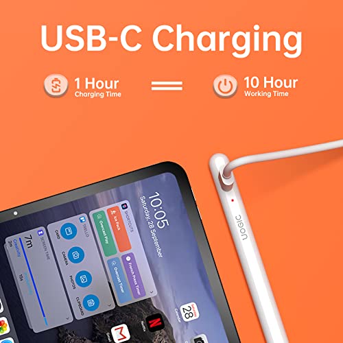 Uogic Stylus for iPad, iPad Pen with Bluetooth Shortcut, Battery Level Display, Palm Rejection, iPad Pencil Compatible with iPad Pro 11/12.9" 2018-2022, iPad 6/7/8/9, iPad Mini 5/6, iPad Air 3/4/5