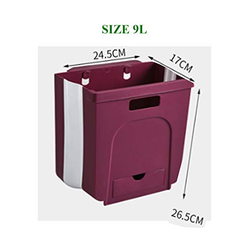 Upgrate Foldable Trash Can 9L Hanging Folding Garbage Bin with Waste Bag Pocket for Home & Portable Outdoor Collapsible Trash Bin (White)