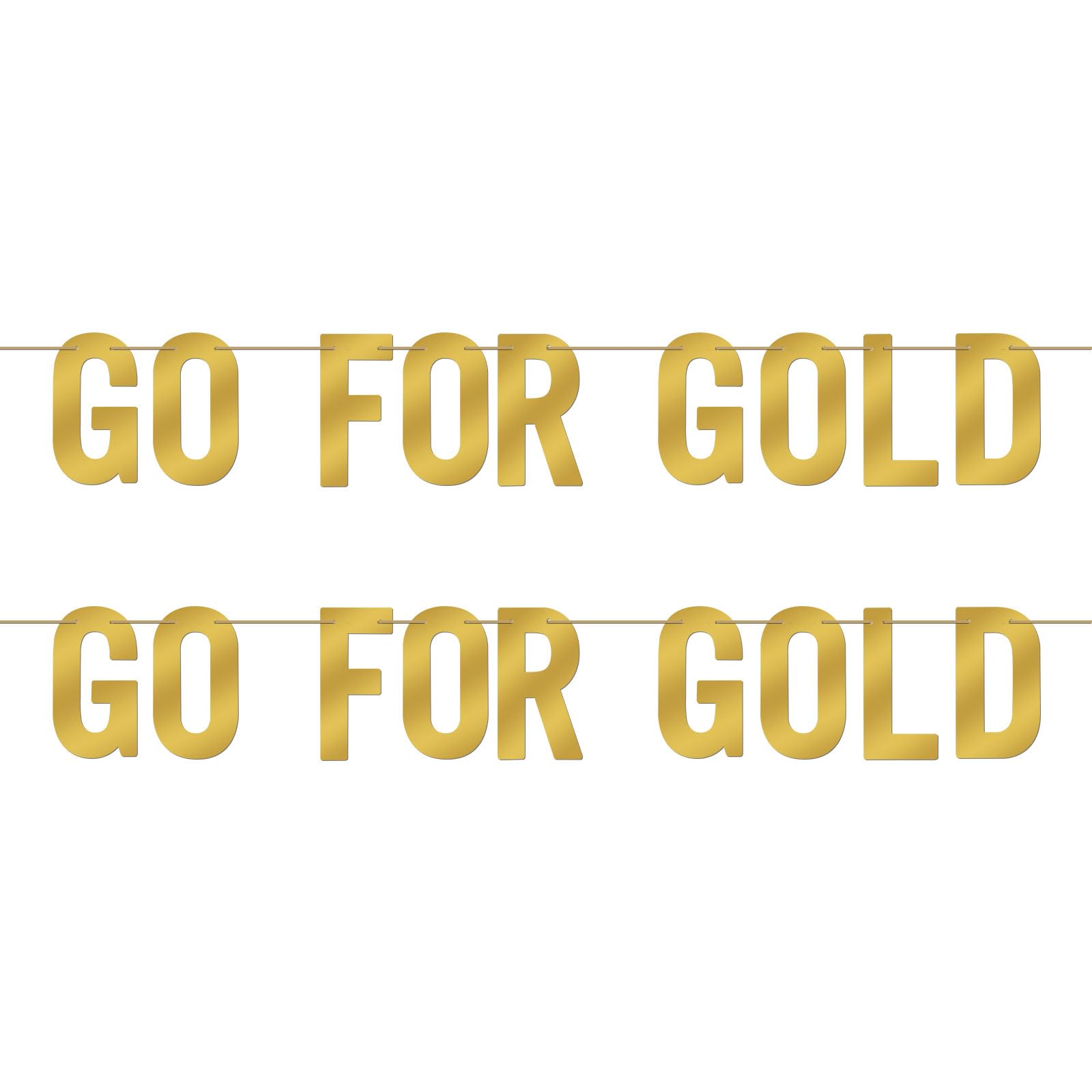 2pcs Go for Gold Signs, 7 Inch x5ft Gold Foil Go Streamers Go for Gold Banner Go for Gold Decorations for Sport Themed Party Decorations