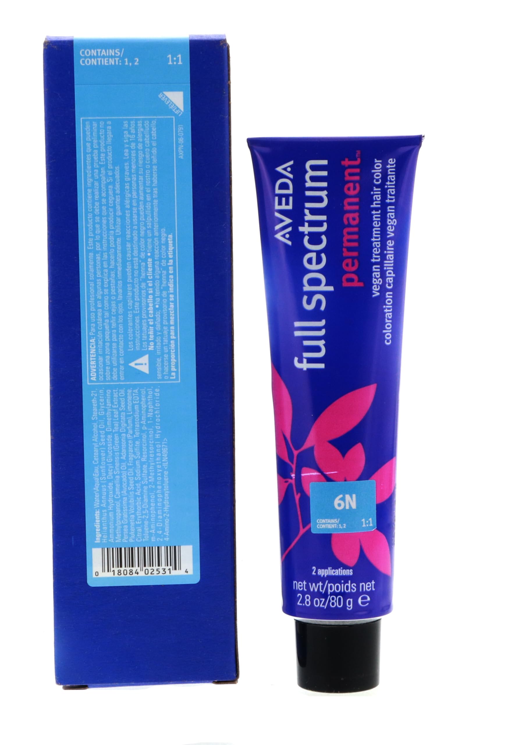 Aveda Full Spectrum Permanent Creme Hair Color 6N Natural Dark Blonde 2.8 OZ