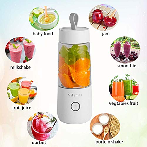 LLLJJJ Portable Blender, Mini Blender with USB Charging Function, Mini Blending Juicer for Fruits and Milkshakes, can Squeeze Juice in 45s, Suitable for Family, Travel, Outdoor, Micro Blender(1 PCS)