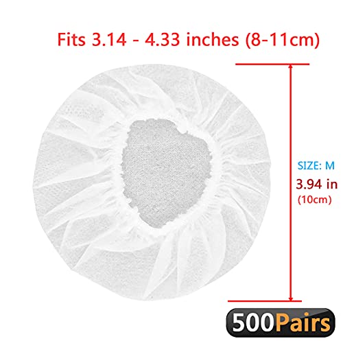 Geekria 500 Pairs Disposable Headphones Ear Cover for Over-Ear Headset Earcup for Bulk Pack, Stretchable Sanitary Ear Pads Cover, Hygienic Ear Cushion Protector Wholesale Multi-Pack(M/White)