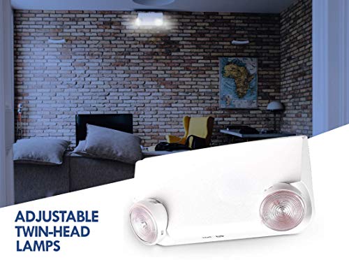 LABORATE LIGHTING Emergency Lights LED with Backup Battery, with Adjustable Heads, Commercial or Industrial Use, Pack of 2, Rechargeable Light Bulb, Indoor Hallway or Room Safety for Residential,