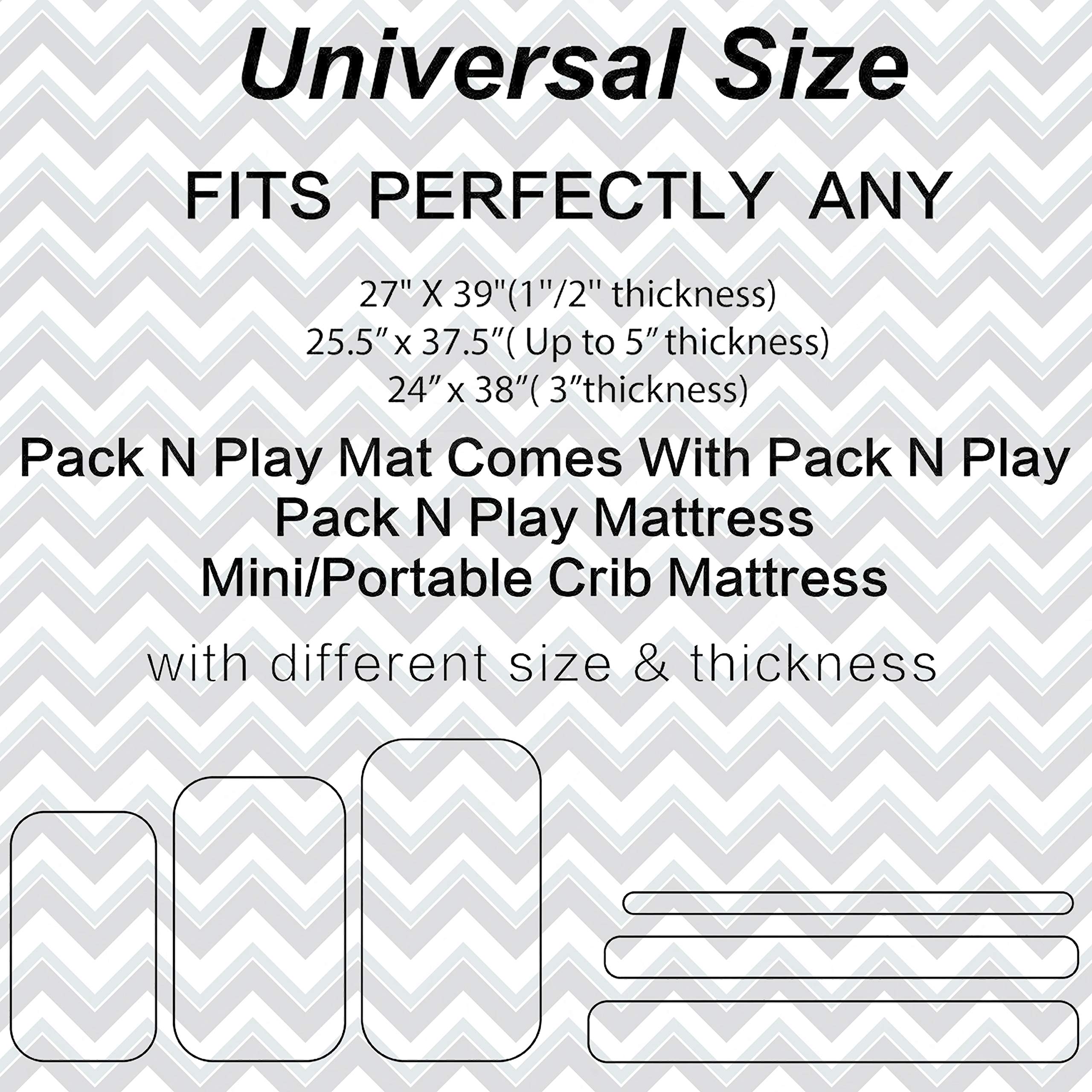 Youngever 2 Pack Portable Mini Crib Sheets, Pack n Play Stretchy Fitted Sheet, Convertible Playard Mattress Cover, Ultra Soft Material, Grey and Grey Wave