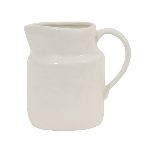 Creative Co-Op White Stoneware Creamer Vintage Reproduction