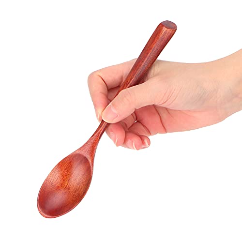 2Pcs/Set Heat Resistance Wood Fork and Spoon Heat Resistance Durable Kitchen Utensil for Home Restaurant Office(large and fork)