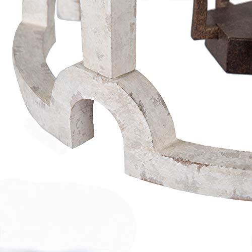 LOG BARN Farmhouse Chandelier, 5-Light Lantern Chandelier for Foyer, Kitchen Island, Dining Room, Weathered White Wood, 16.5’’ W