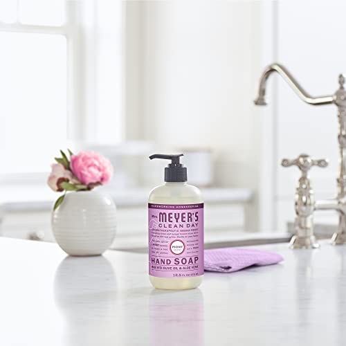 MRS. MEYER'S CLEAN DAY Hand Soap, Made with Essential Oils, Biodegradable Formula, Peony, 12.5 fl. oz - Pack of 3
