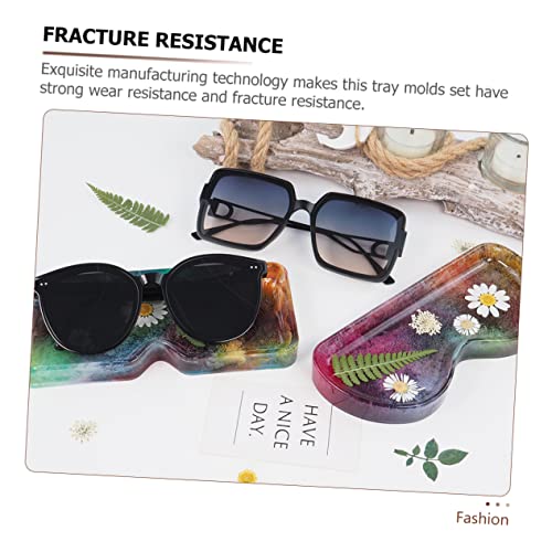 ADOCARN 2pcs Resin Glasses Holder Molds for Resin Silicone Coaster Mold Silicone Square Mold Eyeglasses Holder Making Mold Jewelry Storage Tray Molds Resin Silicone Mold Glasses Tray Molds