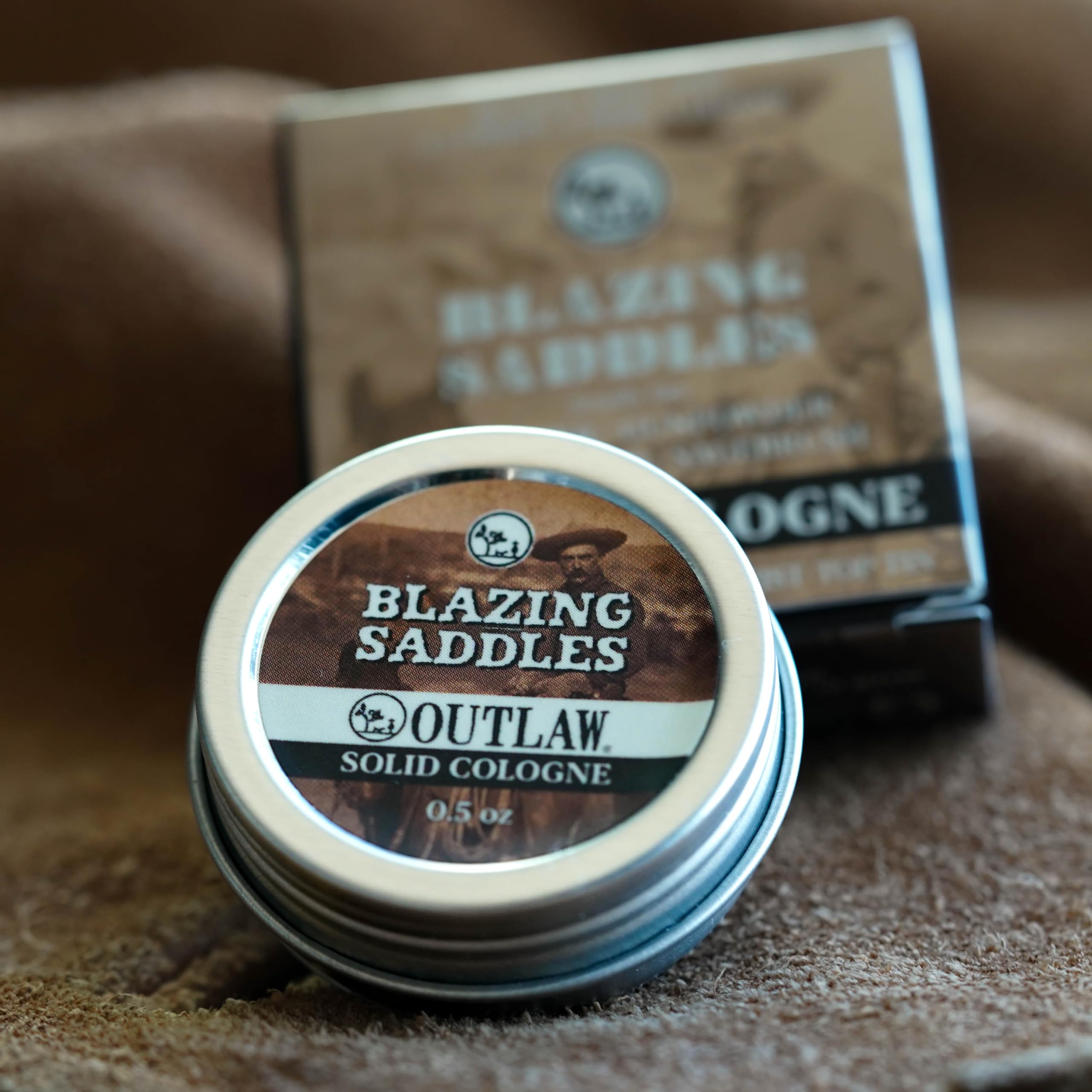 Bold, Western Leather & Gunpowder Scent Solid Cologne - Blazing Saddles Scent by Outlaw - Hard Cologne for Men & Women