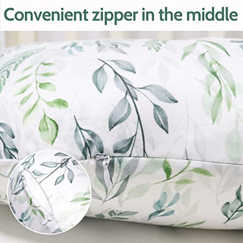 DILIMI Nursing Pillow Cover Stretchy Removable Cover for Breastfeeding Pillows, Ultra Soft Comfortable Slipcover for Baby Girl and Boy, Green Leaf