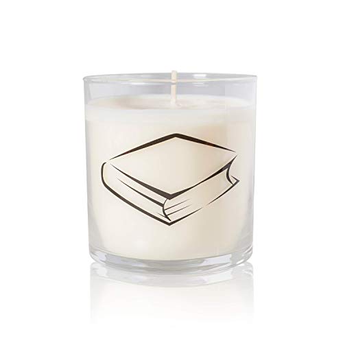Library Book Scented Candle, 9 Oz with Glass Container - 100% Organic Soy Wax Lightly Scented with Clean Burning Natural Cotton Wick - Made in The USA