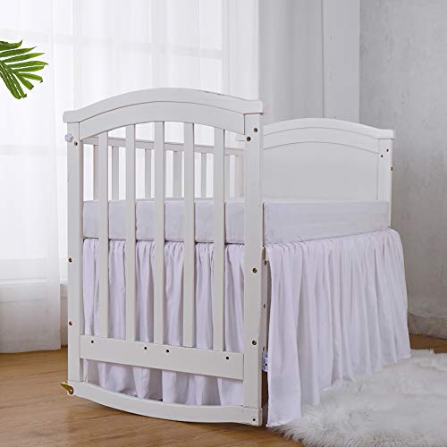 Crib Skirt Dust Ruffle, 100% Egyptian Cotton 400 Thread Count Soft Breathable Crib Bedding Skirt for Baby, Boys and Girls, Fading Resistant (White)