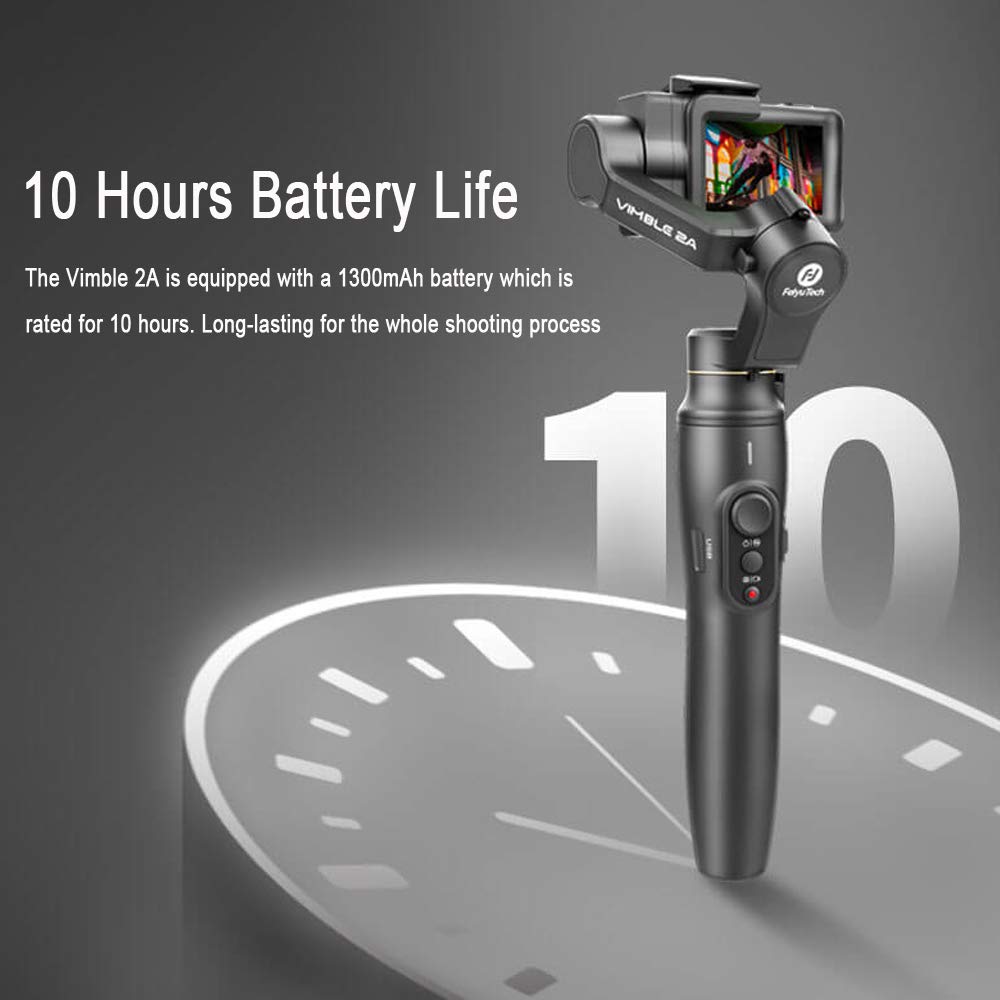 3-Axis Action Camera Gimbal Stabilizer for GoPro Hero 8/7/6/5, WiFi Connection, Handheld Gimbal Selfie Stick for SJCAM YI-CAM, 18cm Extendable Pole Portrait Mode with Tripod FeiyuTech Vimble 2A