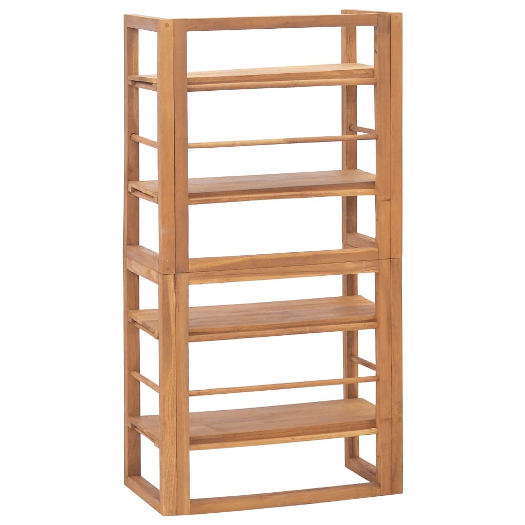 vidaXL Solid Teak Wood Shelving Unit 23.6"x11.8"x47.2" – Adjustable Shelves - Colonial Style - Indoor Storage - Ideal for Home & Office Use - Brown'