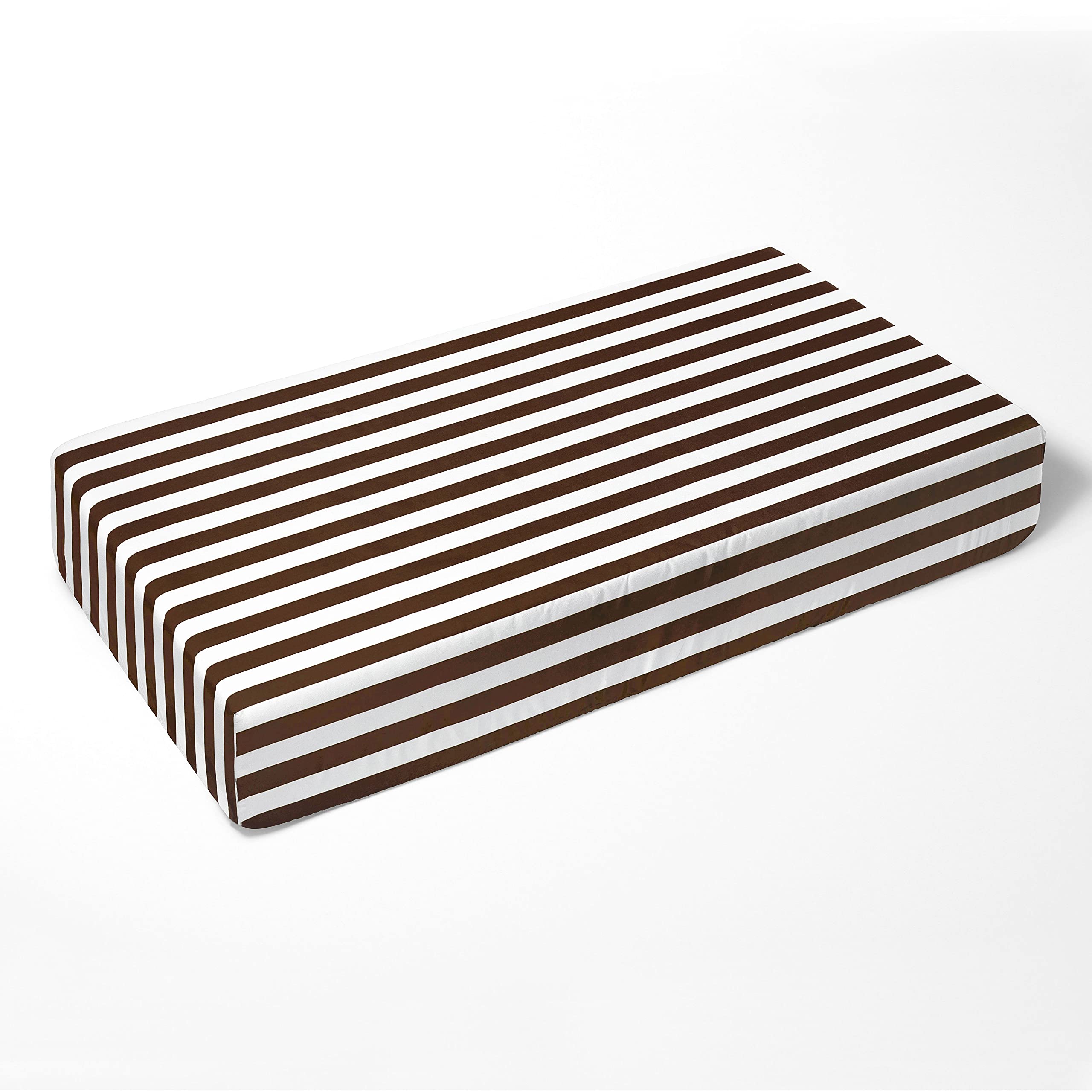 Bacati - Stripes White/Chocolate Percale Crib Fitted Sheet