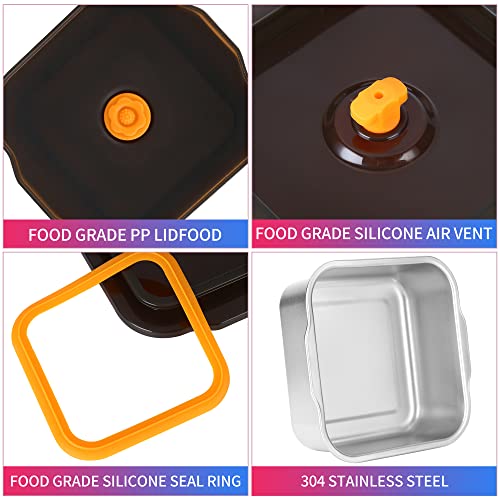 BEFOY Stainless Steel Food Storage Containers with Lids 1100ML* 3 Food Lunch Box Containers Leak-proof Light Easy Set with Air Vent Snack Boxes for People, Kitchen Storageā¦