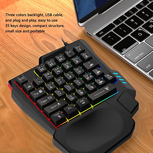 35 Keys One Handed Gaming Keyboard, Waterproof Single Handed Mechanical Keyboard with Wide Palm Rest, K13 Gaming Keypad for Computer, Mobile Phone