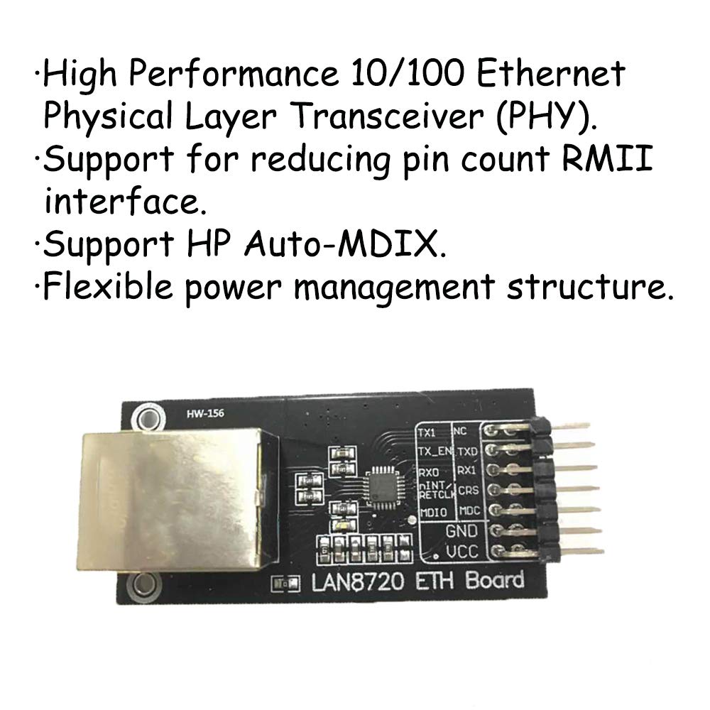 KOOBOOK 2Pcs Smart Electronics LAN8720 Network Module High-Performance 10/100 Ethernet Transceiver (Phy) Development Board RMII Interface