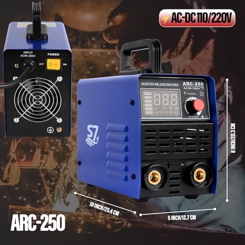 250A 110/220V Welder,ARC/Lift TIG Welding Machine with Synergic Control, IGBT Inverter,Hot Start, Arc Force and Anti-Stick