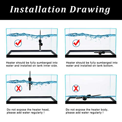 PULACO 25W Small Aquarium Betta Heater with Free Thermometer Strip, Under 6 Gallon Fish Tanks (Preset Temperature 78℉)