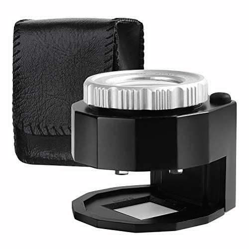 Loupe Magnifier 30X Aluminum Alloy Magnifier Illuminated Adjustable Focal Length Desktop Magnifier with 6 Lights for Jewelry Textile Optical Currency Coins Stamps Circuit Board Gems …