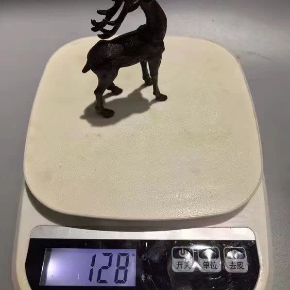 9cm Brass Retro Solid Sika Deer Ornament, Metal Fulu Statue Home Decoration Desktop Tea Pet Crafts Collection