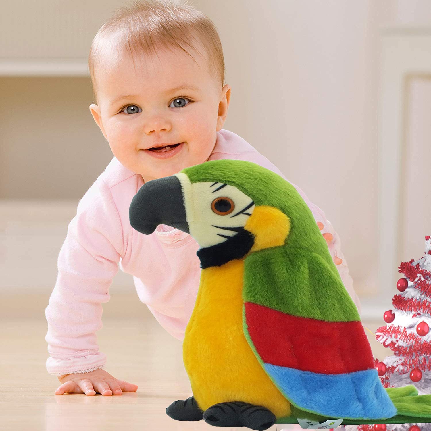 Auhafaly Talking Parrot, Repeats What You Say Plush Animal Toy Electronic Parrot Parrot for Boys, Girls Gift
