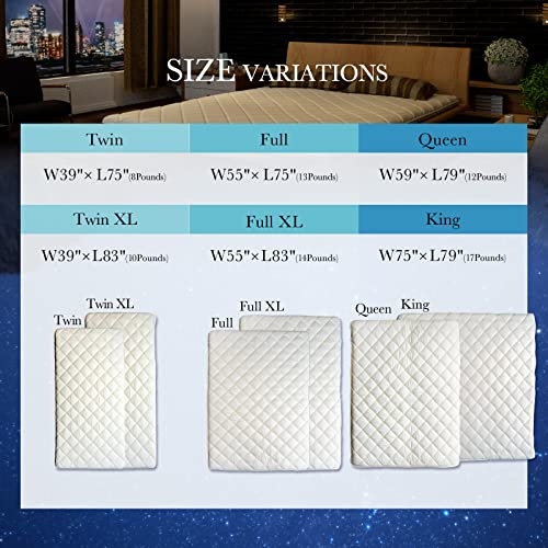 FULI Japanese Futon Mattress, 100% Cotton, Foldable & Portable Floor Lounger Bed, Roll Up Sleeping Pad, Shikibuton, Made in Japan (White, Twin)