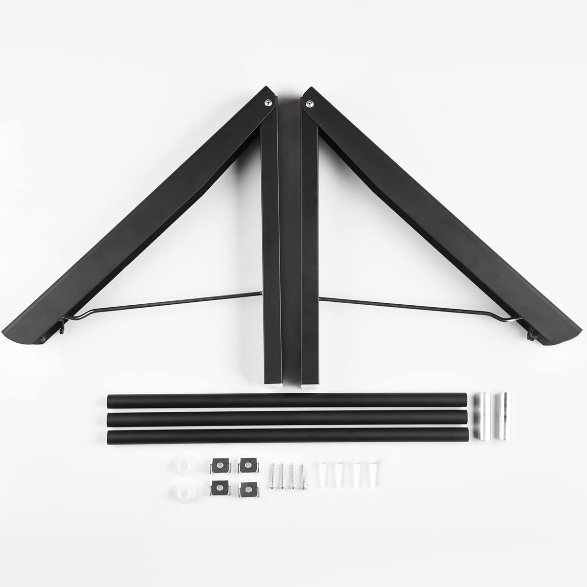 JYL HOME Wall Mounted Clothes Rack Retractable Hanger Space Saving Heavy Duty Wardrobe Hooks for Bathroom Balcony Aluminum, Black, 1-Pack