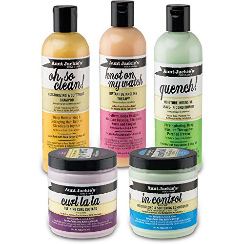 Aunt Jackie's Curls and Coils Quench Moisture Intensive Leave-In Hair Conditioner for Natural Curls, Coils and Waves, Enriched with Shea Butter, 12 oz