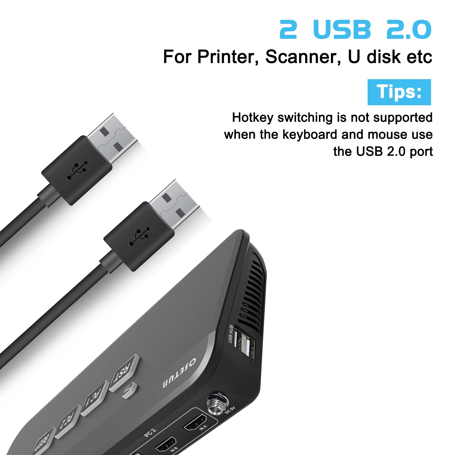 4x2 Dual Monitor HDMI KVM Switch, KVM Switch Keyboard Video Mouse Peripheral Sharing Switch with 2 USB 2.0 Hub, Supports Hotkey Switch for 2 PCs and 2 Monitors